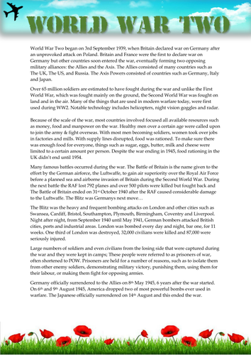 Year 3/4 guided reading pack - World War 2 | Teaching Resources