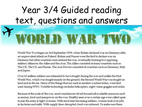 Year 3/4 guided reading pack - World War 2 | Teaching Resources