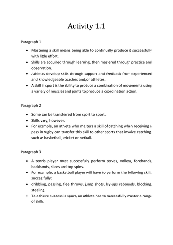 BTEC Level 3 Sport (2016) New Specification Unit 7 Learning Aim B & C ...