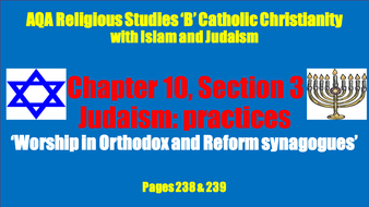 (10.3) Judaism - Worship in Orthodox and Reform synagogues -41 slides ...