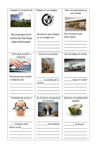 El trabajo (theme three - past, current and future employment /jobs and ...