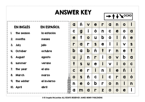 SPANISH MONTHS & SEASONS WORD SEARCHES | Teaching Resources