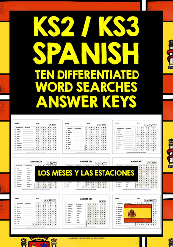 SPANISH MONTHS & SEASONS WORD SEARCHES | Teaching Resources