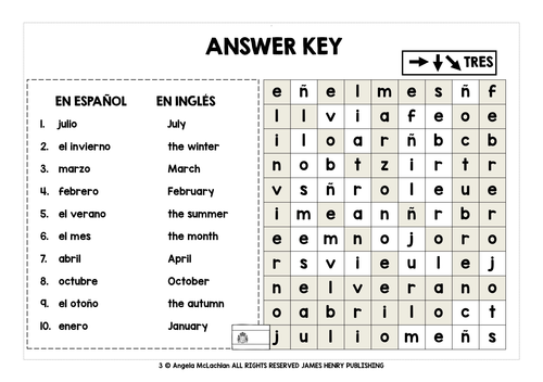 SPANISH MONTHS & SEASONS WORD SEARCHES | Teaching Resources