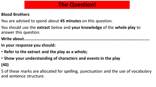 WJEC/EDUQAS Blood Borthers revision cards | Teaching Resources