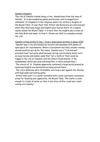 King Arthur - English plan for 3 weeks - lots of activities, worksheets ...