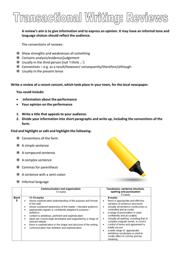 Transactional Writing: Reviews Bundle | Teaching Resources