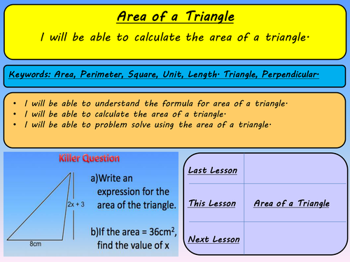 Area of a Triangle Lesson | Teaching Resources