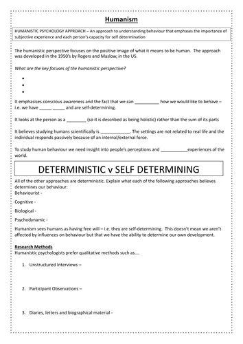 Humanism Humanistic Approach Full Lesson AQA Psychology | Teaching ...