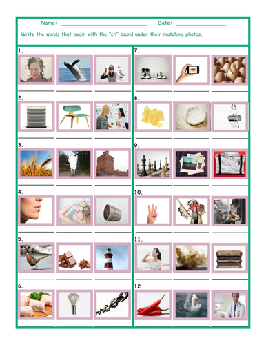 Phonics 2 Letter Digraph CH Photo Worksheet | Teaching Resources