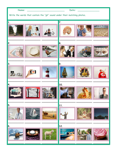 Phonics 2 Letter Digraph GH Photo Worksheet | Teaching Resources