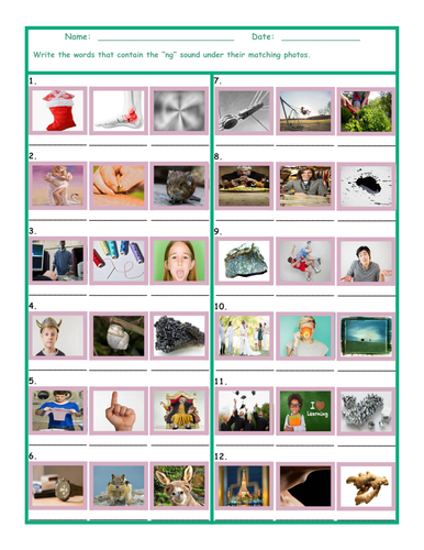 Phonics 2 Letter Digraph NG Photo Worksheet | Teaching Resources