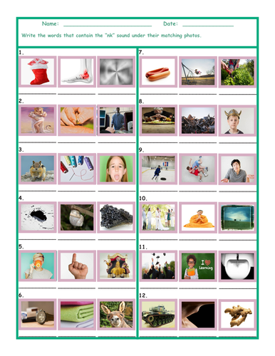 Phonics 2 Letter Digraph NK Photo Worksheet | Teaching Resources