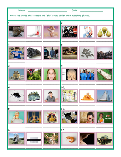 Phonics 3 Letter Digraph SHR Photo Worksheet | Teaching Resources