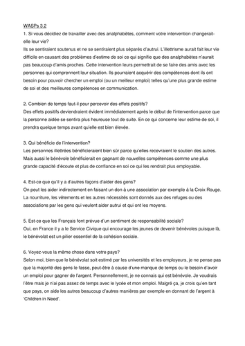 AS Level French Essays- BENEVOLAT | Teaching Resources