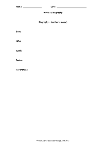 Writing a Biography Lesson Plan and Writing Frame | Teaching Resources