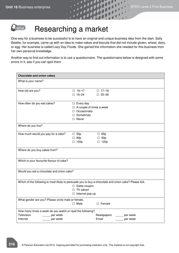 Edexcel business studies - Market Research | Teaching Resources