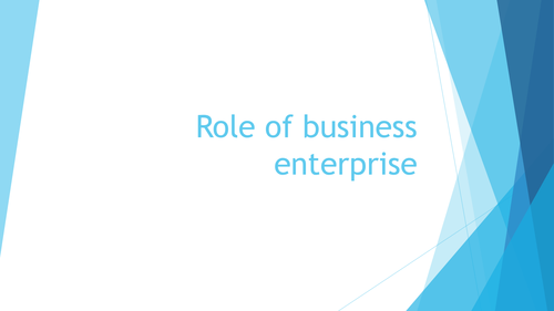 Edexcel Business Studies - Role of Business enterprise | Teaching Resources