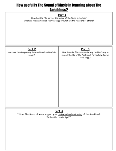 Worksheet to accompany the film The Sound of Music | Teaching Resources