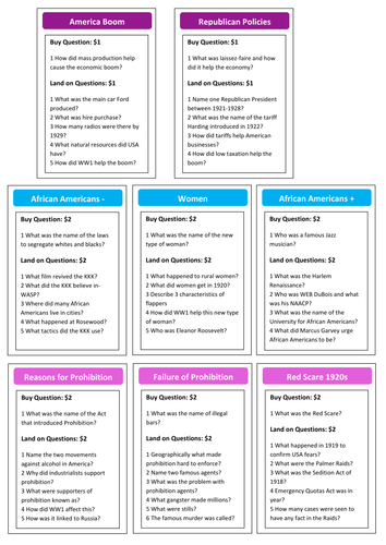 USA 1919-1941 Revision | Teaching Resources