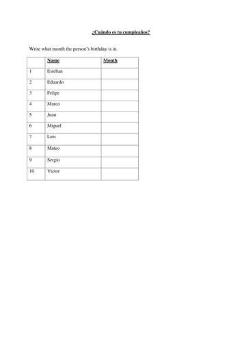 Cuando Es Tu Cumpleanos? | Teaching Resources