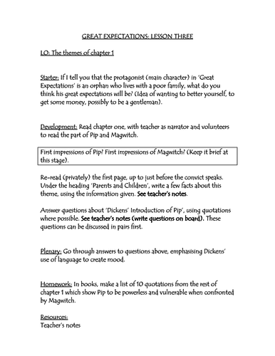 GREAT EXPECTATIONS SCHEME OF WORK KS4 ENGLISH LITERATURE | Teaching ...