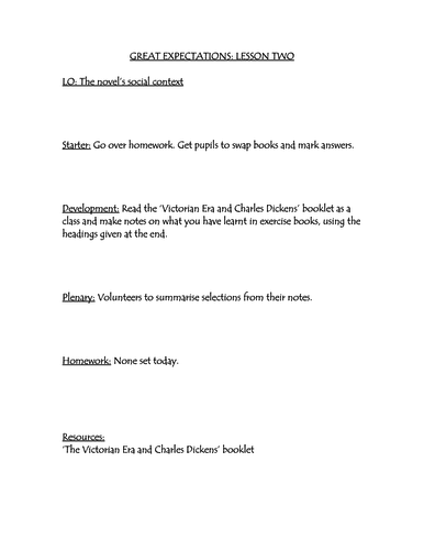 GREAT EXPECTATIONS SCHEME OF WORK KS4 ENGLISH LITERATURE | Teaching ...