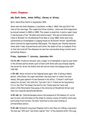 The Whitechapel Murders: Jack the Ripper! | Teaching Resources