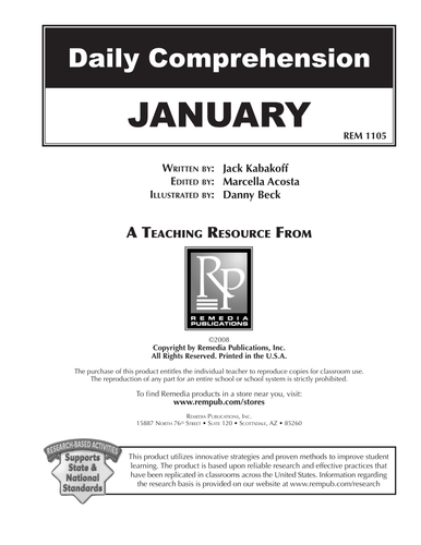 January: Daily Comprehension | Teaching Resources