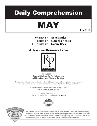 May: Daily Comprehension | Teaching Resources