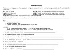 Relative Pronouns QUI and QUE | Teaching Resources