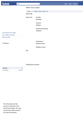 Facebook template (Editable) | Teaching Resources