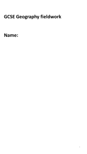 New 9-1 GCSE Geography fieldwork booklet | Teaching Resources