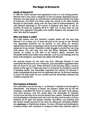 Reign of Richard III | Teaching Resources