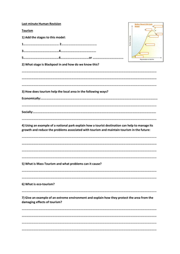 Revision Materials for AQA Human Geography Exam Population Tourism and ...