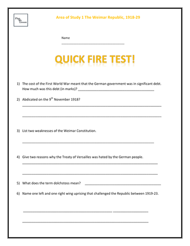 Edexcel 9-1 Weimar & Nazi Germany, 1918-1939 revision resource pack ...