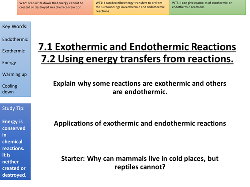 AQA C7 Exothermic and Endothermic Lesson - including Higher | Teaching ...