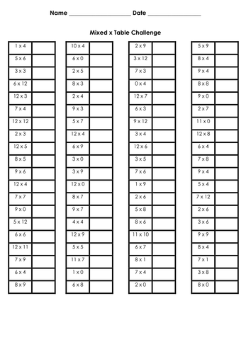 Times Table Challenges Mixed | Teaching Resources