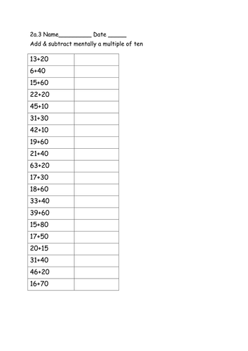 Mental Maths Set 2A | Teaching Resources