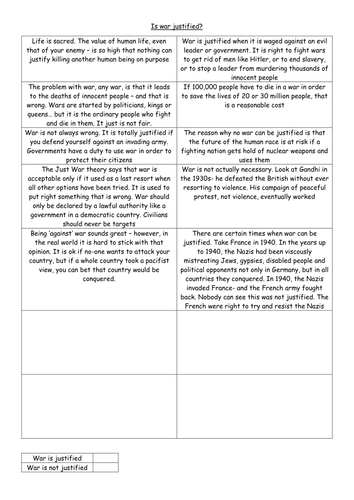 Is war justified? | Teaching Resources