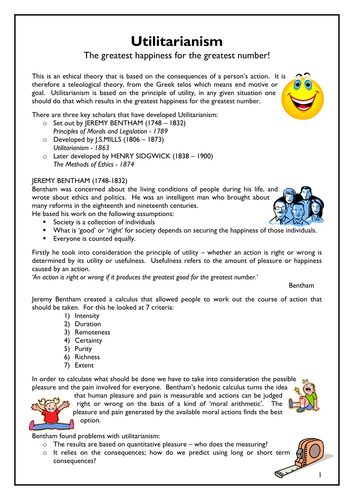 NEW OCR AS/A LEVEL 2016 RELIGIOUS STUDIES: UTILITARIANISM | Teaching ...