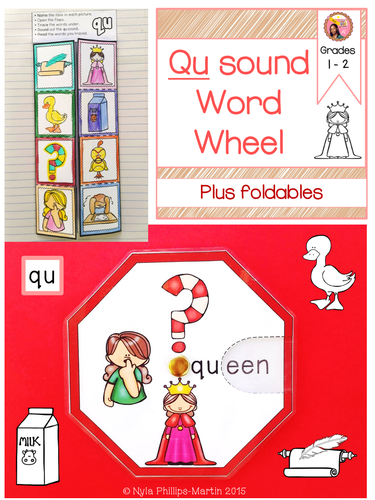 Phonics Qu Word Wheel and foldable Worksheet | Teaching Resources