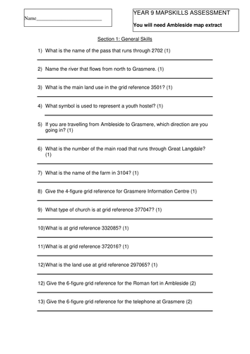 Map skills assessment | Teaching Resources