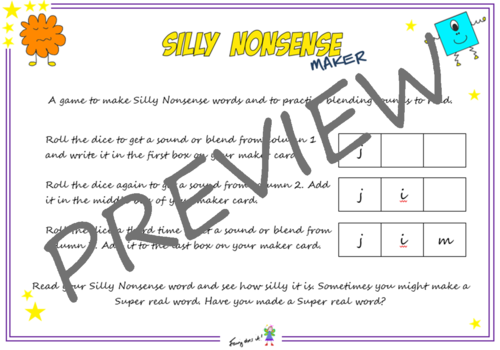 Silly Nonsense Words Phonics PACK - Phonics Screen Preparation Aid ...