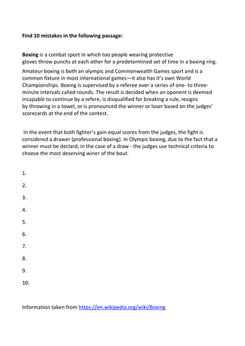 GCSE magazine article writing- boxing | Teaching Resources