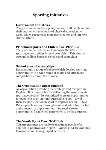 Methods of Training,Fitness testing and Sporting initiatives | Teaching ...