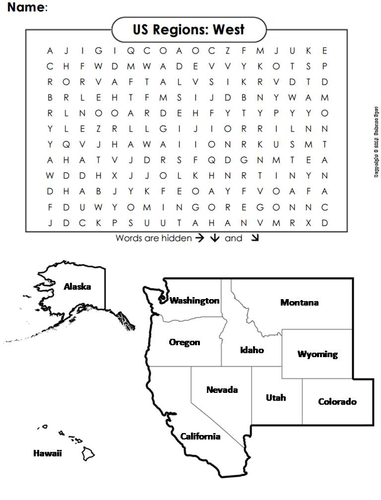 US Regions Unit: Word Searches Bundle | Teaching Resources