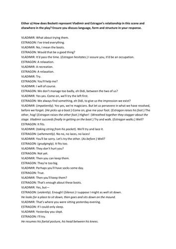 Waiting for Godot mock paper | Teaching Resources