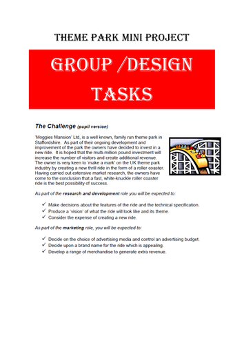 End of term project: Theme Park | Teaching Resources