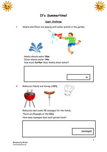 End of term Summer themed Year 2 Maths - all topics | Teaching Resources